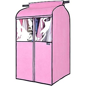 QYQS Clearly Organized Suit Bags Breathable Dust Cover Garment Shoulder Covers Bag Garment Bags Cover for Coats Jackets Dress Storage-Pink_52×52×85cm
