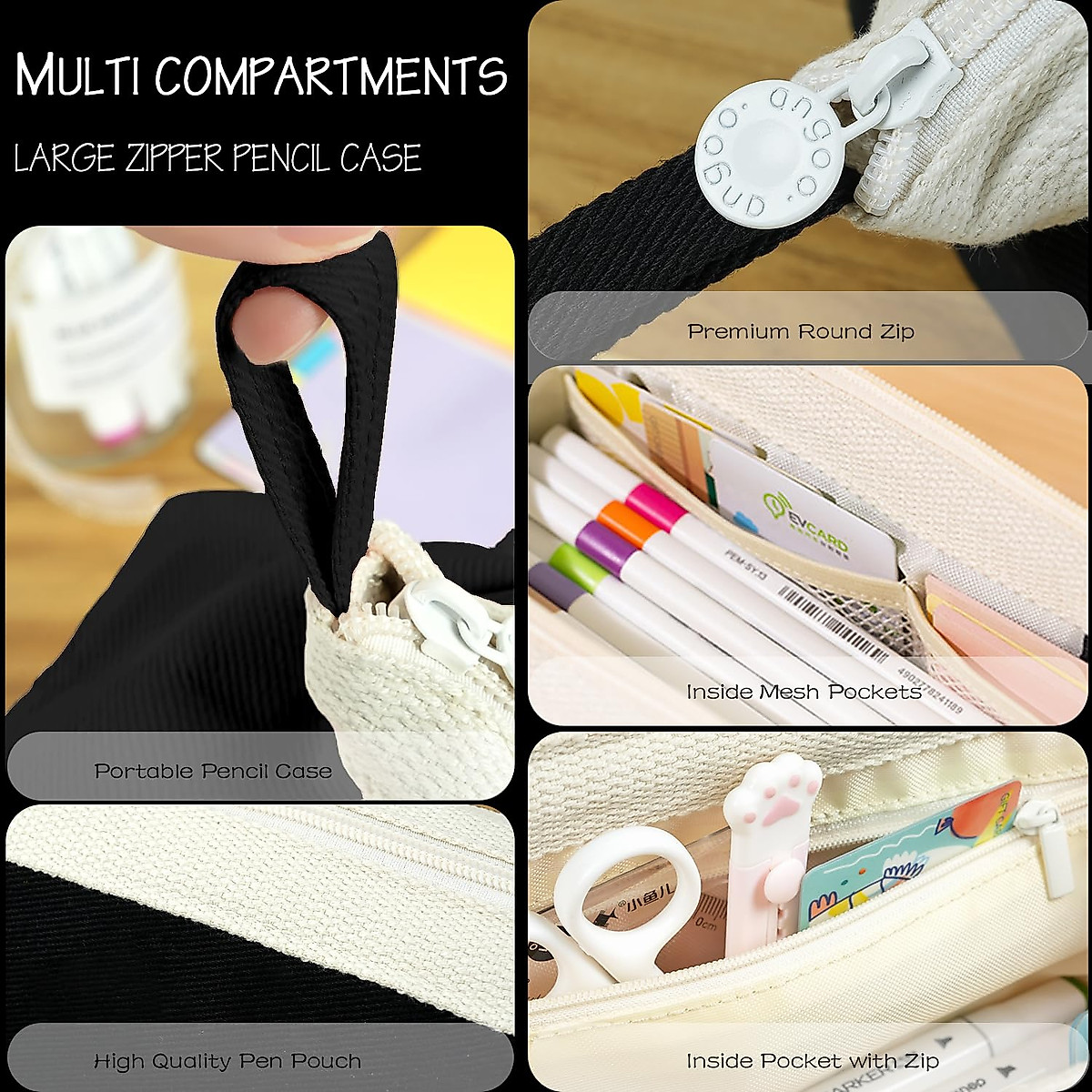 MAMUNU Pencil Case Wide-Open, Big Capacity Pencil Case, Pencil Case Pouch Large, Portable Pencil Case for Girls Boys Pencil Pen Bag for School Students Office College Adults