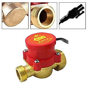 LDEXIN Water Flow Sensor Switch Pipe Boosting Pump Automatic Electronic Pump Control for Shower Low Water Pressure Solar Heater Water Circulation,100W 2-Port 1/2" 3/4" PT Thread