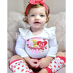 fioukiay 0-3 Months Baby Girls Valentine's Day Clothes Little Girls My First Valentine's Day Outfits Clothing Set (Red, 0-3 Monts)
