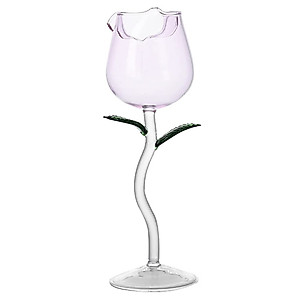 Cabilock Rose Cocktail Glass Wine Goblet Glasses Cocktail Glass Creative Whiskey Wine Champagne Glass Cup Party Wine Glass (Pink)