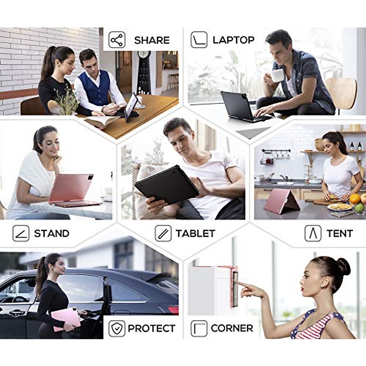 YEKBEE Case with Keyboard for iPad 9th Generation (10.2", 2021) | 360° | 7 Modes | Backlit | 12 Colors | Thin, Light & Protective for iPad 9, 8th & 7th Gen, Air 3, Pro 10.5 with Pencil Holder