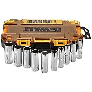 DEWALT Drive Socket Set, SAE, 1/2-Inch Drive, 10-Piece (DWMT73814)