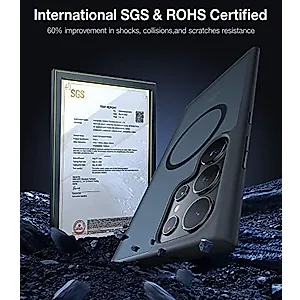 TORRAS Magnetic Guardian Designed for Samsung Galaxy S23 Ultra Case[Military Grade Drop Tested][Compatible with MagSafe] Semi-Clear Hard Back & Soft Edge case, Phantom Black