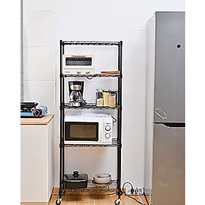 2YOU 5-Shelf Storage Shelves Height Adjustable, Heavy Duty Metal Shelving Unit, Garage Shelving Certified NSF, Steel Wire Rack Organizer for Warehouse/Kitchen/Bedroom, Black (14" DX24 WX59 H)