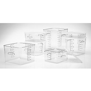 Rubbermaid Commercial Products Plastic Space Saving Square Food Storage Container For Kitchen/Sous Vide/Food Prep, 18 Quart, Clear (FG631800CLR)