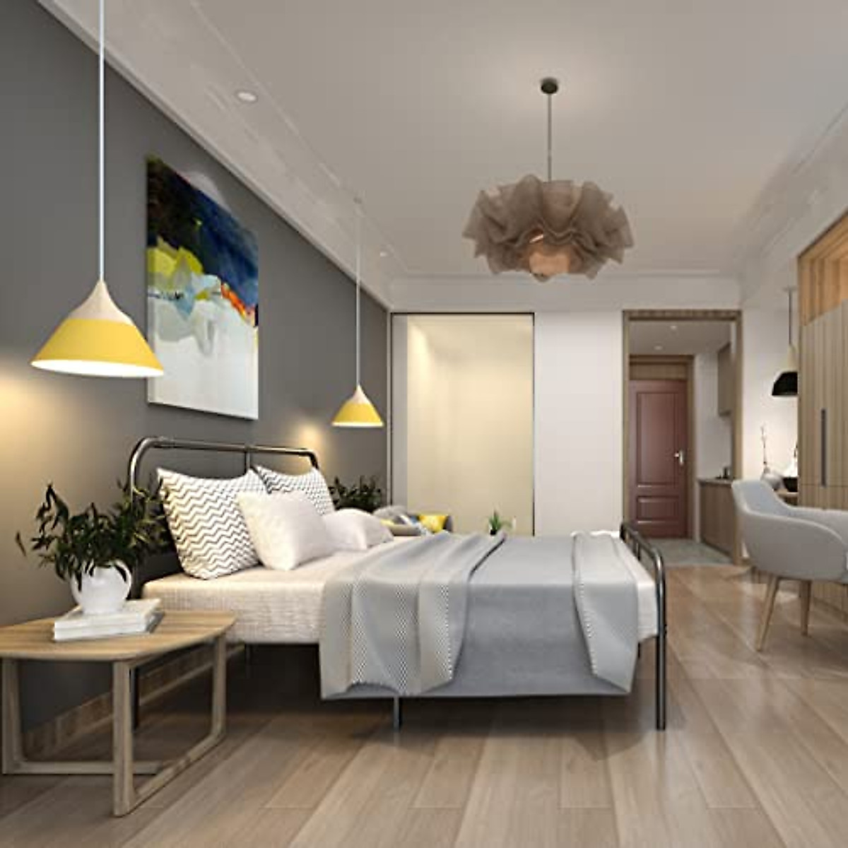 Emiosmt California King Bed Frames with Headboard and Footboard 14 Inch Tall,Heavy Duty 2500lbs Steel Slat Support Metal Platform,No Box Spring Needed,Easy Assembly,Round Tube,Cal King Frame