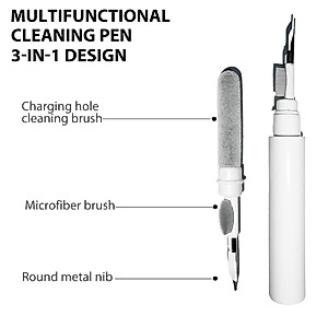 [3 in 1] Compatible for Google Pixel Buds Pro 2022 Cases with Cleaning Kit, Front LED Visible PU Leather Protective Cover Skin with Keychain for Man Women