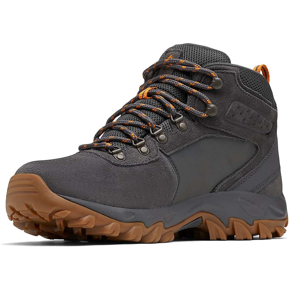 Columbia Men's Newton Ridge Plus II Suede Waterproof Hiking Shoe, Dark Grey/Gold Amber, 8