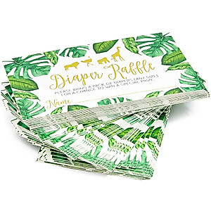 Sparkle and Bash Diaper Raffle Tickets for Baby Shower (60 Count) Jungle Safari