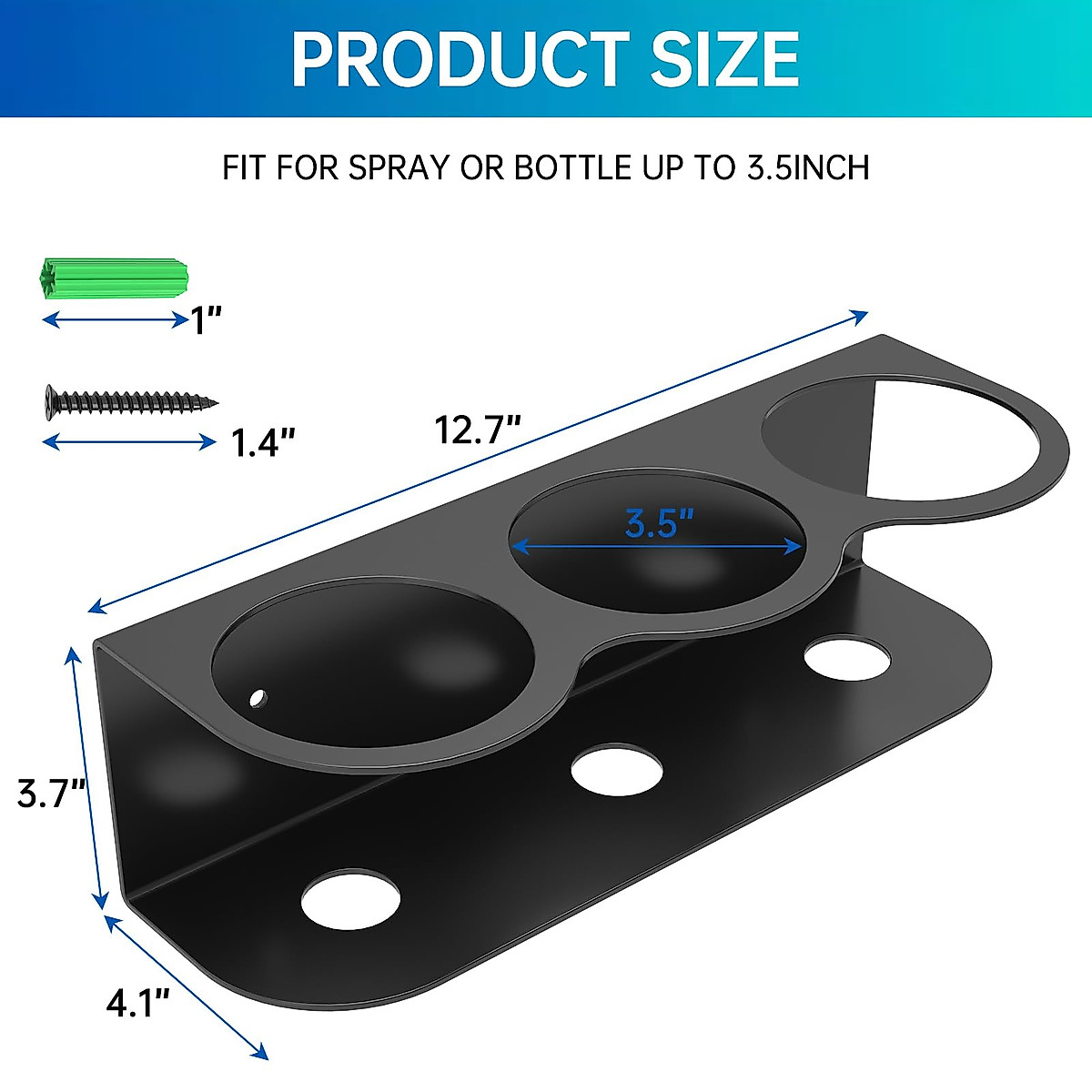 IRENPORU 3 Holes All-Purpose Spray Bottle Holder Wall Mount Heavy Duty Spray Can Holder Rack Organizer Storage for Home Garage Workspace