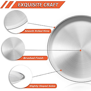 E-far 13.5 Inch Pizza Pan Set of 2, Stainless Steel Pizza Pie Pan Tray Platter, Healthy Metal Round Baking Sheet Cooking Pan for Oven, Dishwasher Safe