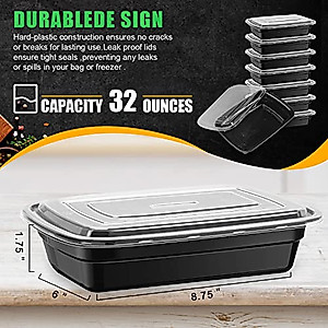 Aivoch Update 50 Pack 32 oz Meal Prep Container, Food Storage Containers with Lids, Disposable Bento Box Reusable Plastic Lunch Box Kitchen Food Take-Out Box Microwave Dishwasher Freezer Safe