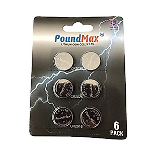 PoundMax CR 2016 / CR 2025 /CR 2032 Batteries 3v Lithium Button Cell Battery - 6 Count