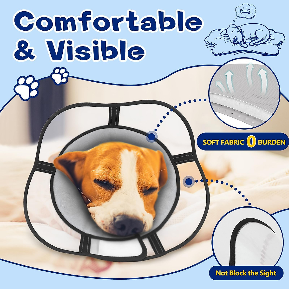 Marnonsis Dog Cones for Large Dogs, Soft Dog Cone Collar for Medium Dogs, Comfortable Dog Cone Alternative to Stop Licking, Adjustable Large Dog Cone for Dog After Surgey (BlackGrey, L)