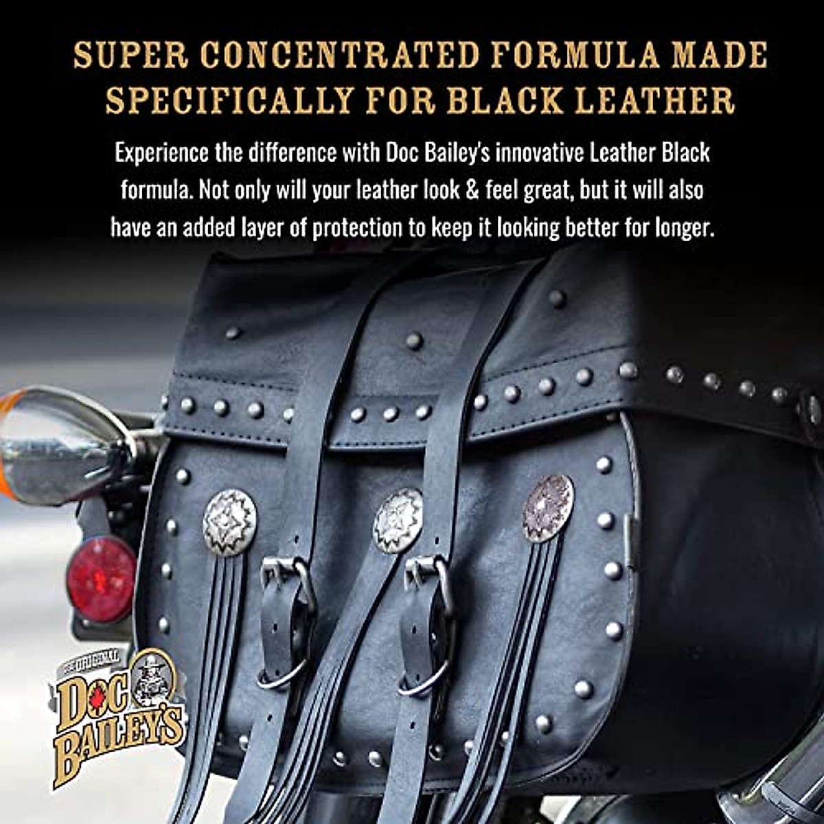 Doc Baileys Black Leather Detail Kit - Restore Your Black Leather & Vinyl Gear - Leather Cleaner, Conditioner, Waterproofer, & Protectant - Re-Dye & Maintain Your Favorite Leather to Look Like New