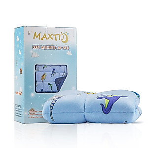 MAXTID Weighted Lap Pad for Kids 5 Pound Travel Size Mini Weighted Lap Blanket Blue Dinosaur 16"x22" for Kids Boys Sensory Gifts