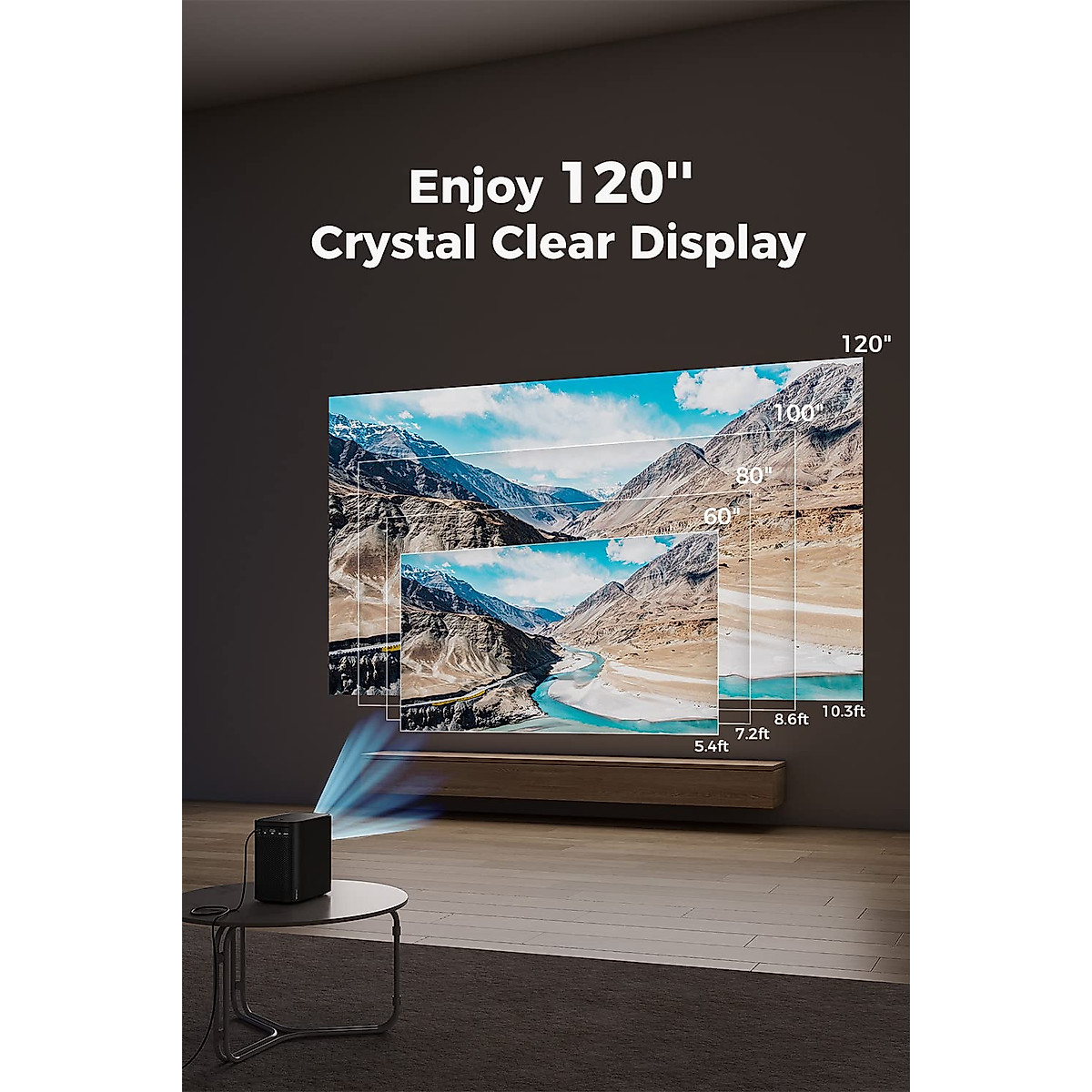 Mini Projector, Emotn N1 Netflix Officially-Licensed Portable Projector, Native 1080P Movie Projector with 5G Wi-Fi and Bluetooth 5.0, Autofocus Auto Keystone, 120" Picture, Dolby Audio Speaker, Grey