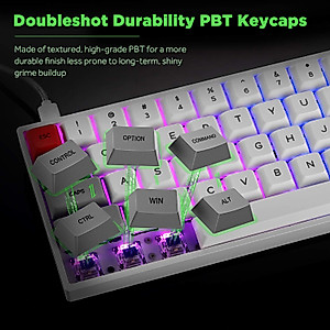 COSTOM SK64 60% Mechanical Gaming Keyboard, 61 Keys Multi Color RGB Illuminated LED Backlit Wired Programmable with PBT Heat Sublimation Keycaps for PC/Mac Gamer (Gateron Brown Switch)