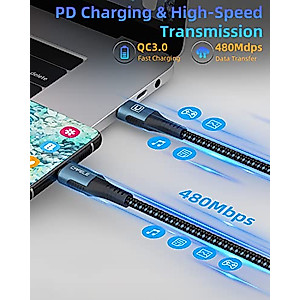 USB C to USB C Cable,60W 3A Fast Magnetic Charging Cable,CAFELE 2 Pack Type C to Type C Nylon Cable Fast Charge for Samsung Galaxy S10 S10+ / Note 8, LG V20 and Other Type C Charger (Blue)