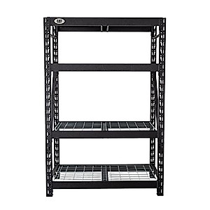Cat 72 x 48 Inch Industrial Heavy Duty 4 Tier Adjustable Steel Wire Shelving Unit with Hammer Granite Finish and 8000 Pound Weight Limit, Black