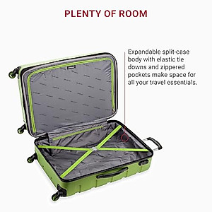 SwissGear 7366 Hardside Expandable Luggage with Spinner Wheels, Green, Checked-Large 27-Inch