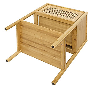 Rattan Nightstand 2 Drawer, Bamboo and Rattan Mid Century Modern Nightstand, Bedside Table Accent End Table Side Table for Bedroom, Living Room (Natural + Bamboo)