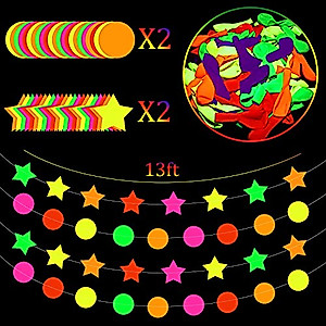 100 Pieces Glow in The Dark Balloons UV Neon Balloon Glow Garland Kit and 53 ft Neon Streamers Paper Glow Garland Decorations for Birthday, Wedding, Black Light Party Supplies (Classic Style)
