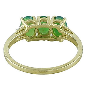 Carillon 0.79 Carat Green Ethiopian Opal Oval Shape Natural Non-Treated Gemstone 925 Sterling Silver Ring Engagement Jewelry (Yellow Gold Plated) for Women & Men