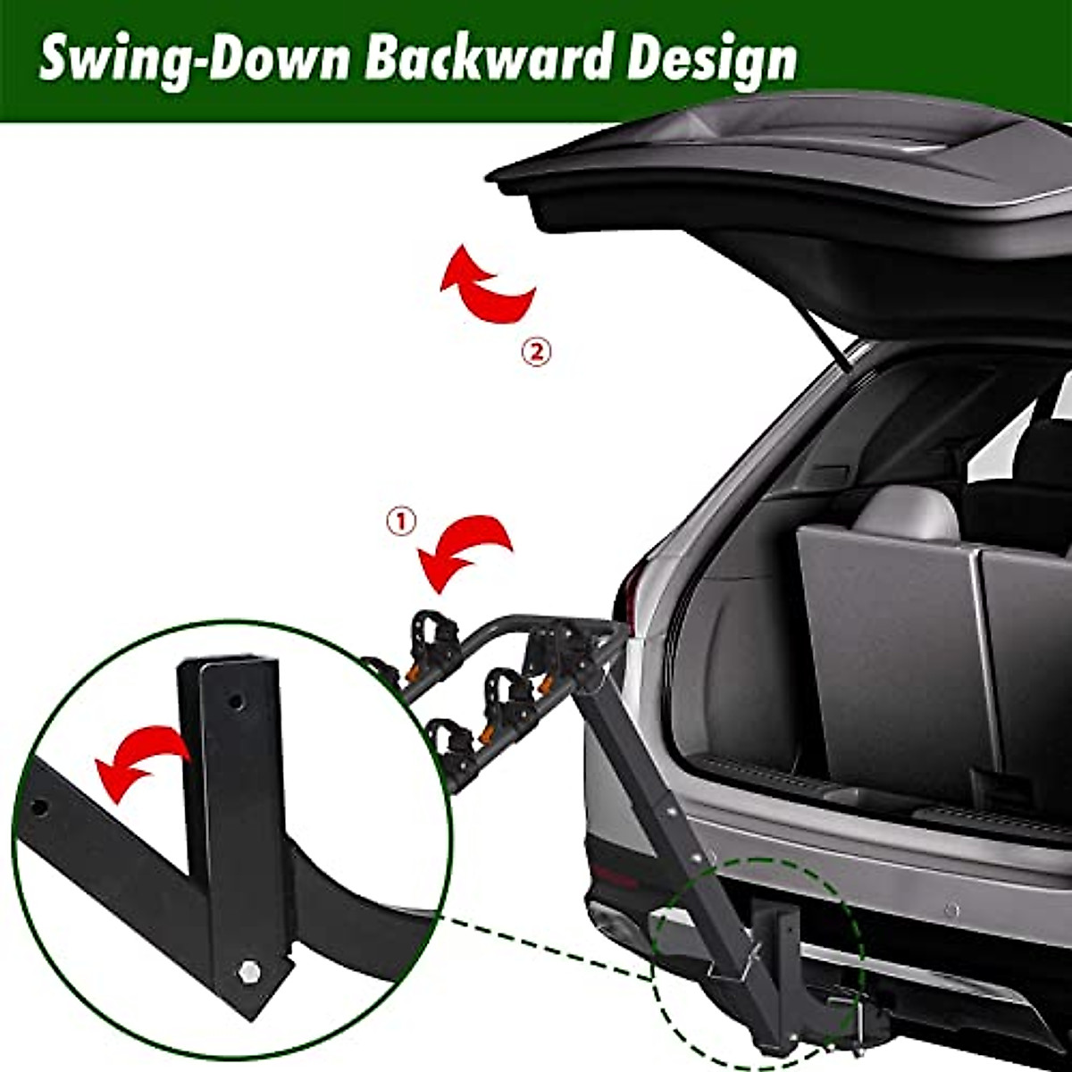 GUDE 2 Bike Rack Hitch Mount Rack, Heavy Duty Alloy Steel Bicycle Carrier with 2'' Hitch Receiver, Double Folding Arms Bicycle Rack for Car SUV Truck