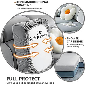 KEUNGSHEK Velvet Sofa Slipcover,Suitable for Multi-Seater Sofas,Sofa Backrest Cover,Sofa Seat Cushion Cover,L-Shaped Sofa Cover,Anti-Slip High Elasticity,L Shape Seat Cover,Stone Blue