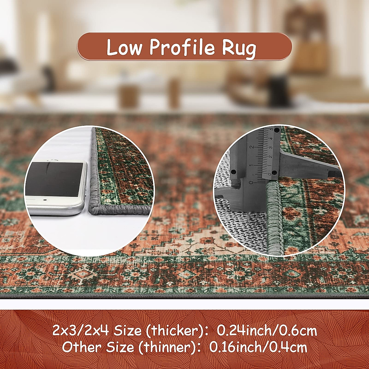 Moynesa 9x12 Ultra-Thin Vintage Medallion Area Rug for Living Room, Bedroom, Dining Room, Office, Entryway, Dorm