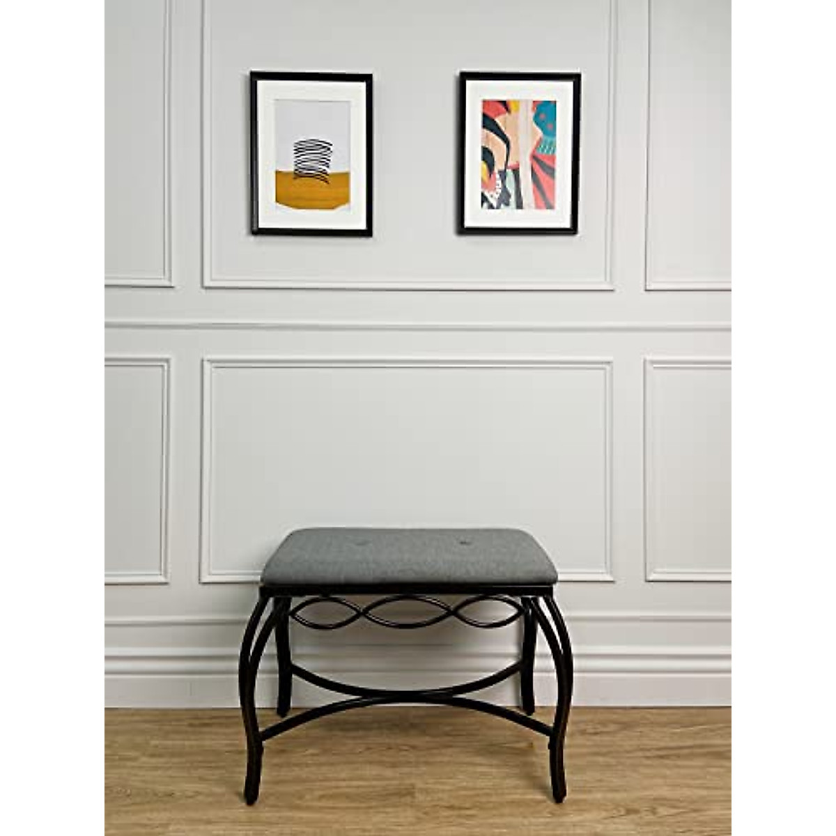 Mango Steam Heather Gray Shoe Bench - Vanity Seat for Makeup Room, Dressing Stool, Entryway Bench - Powder Coated, Upholstered, Space Saving