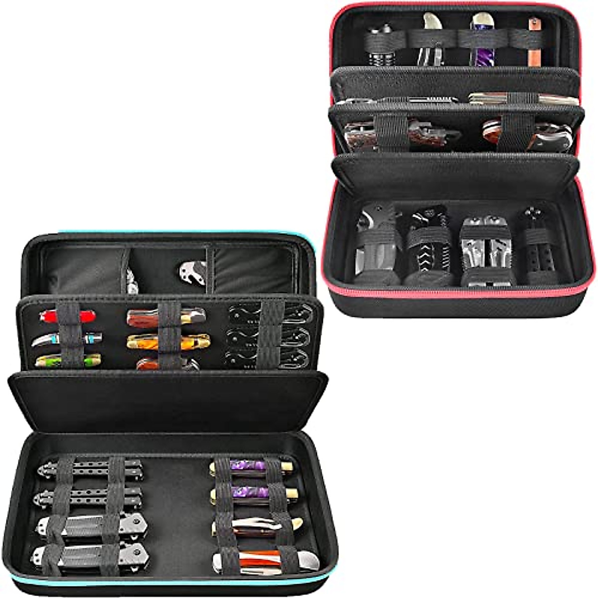 Knife Display Case for 45+ Pocket Knives, for Butterfly Knife Storage Bag, Folding Knives Organizer Holder Box, Knives Collection Protector for Survival, Tactical, Outdoor, Kitchen, EDC Mini Knife