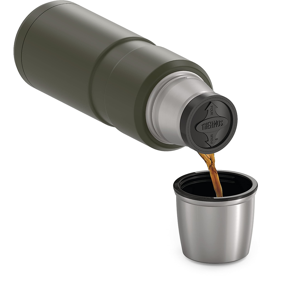 Thermos Stainless King Vacuum-Insulated Compact Bottle, 16 Ounce, Army Green