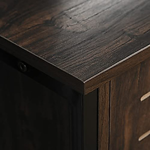 HOMCOM TV Stand for TVs up to 60", Industrial Entertainment Center Cabinet with Storage Shelves for Living Room or Bedroom, Dark Walnut