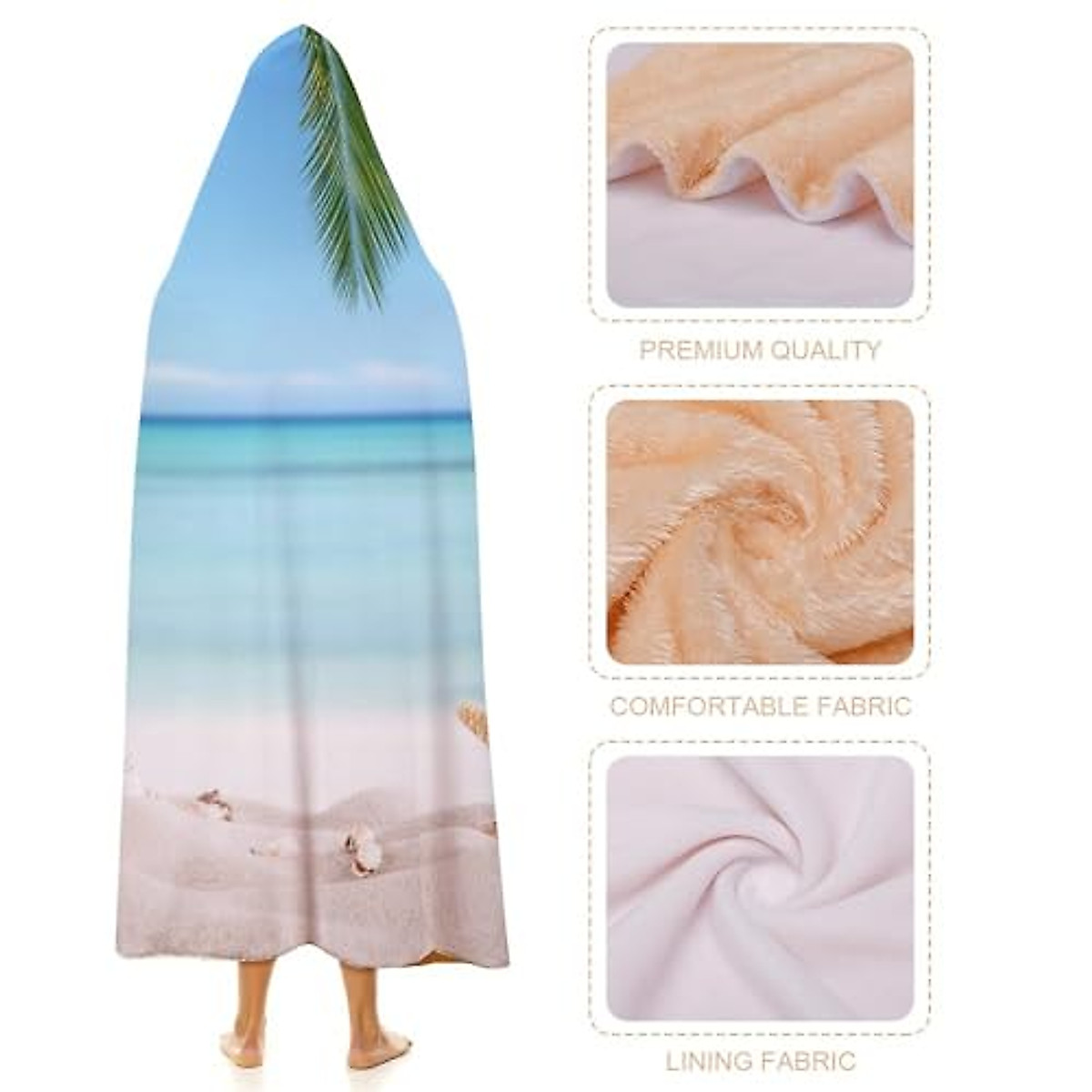 TaoYTao 40"x50" Women Summer Beach Blanket Hoodie, Foldable Wearable Funny Hooded Blanket Robe Cloak, Christmas Birthday Gifts Anniversary For Wife Girlfriend Women