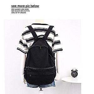 Canvas School Backpack Denim College Satchel Lightweight Travel Purse for Women Girls Medium