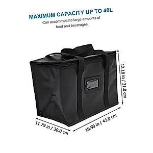 NAMOARLY Insulation Bags Large Insulated Food Bag Food Bag Shopping Cart Bags for Groceries Jumbo Insulated Bag Insulated Food Carrier Bag Cooler Bag Foldable Lunch Bag Black Woven