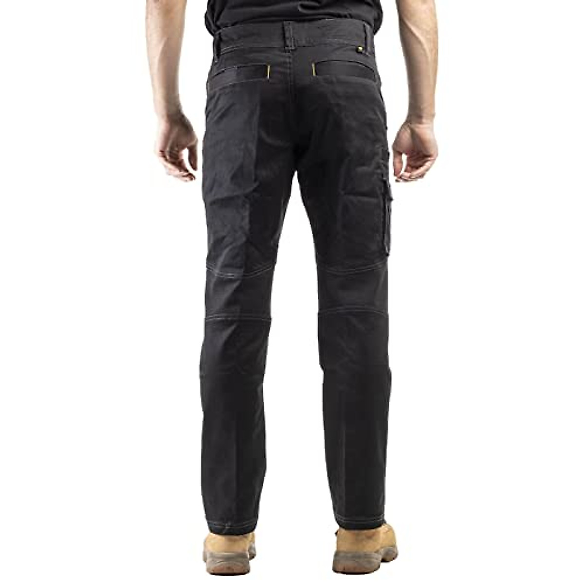 Caterpillar Men's Operator Flex Work Pants Featuring Stretch Fabric, Cargo Pocket, and Bootcut Leg Opening, Black, 34/32