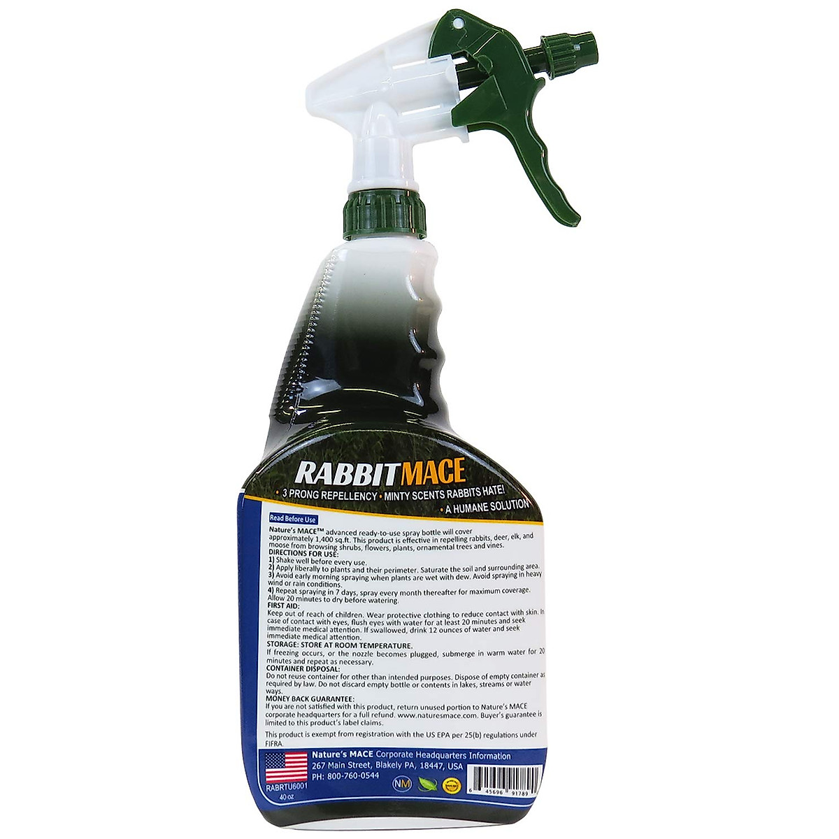 Nature’s MACE 40 Ounce Rabbit Repellent Spray, Rabbit Deterrent for Garden, Rabbit Repellent Outdoor, Rabbit Repellent for Garden, Safe for Dogs, Pets, People, & Plants