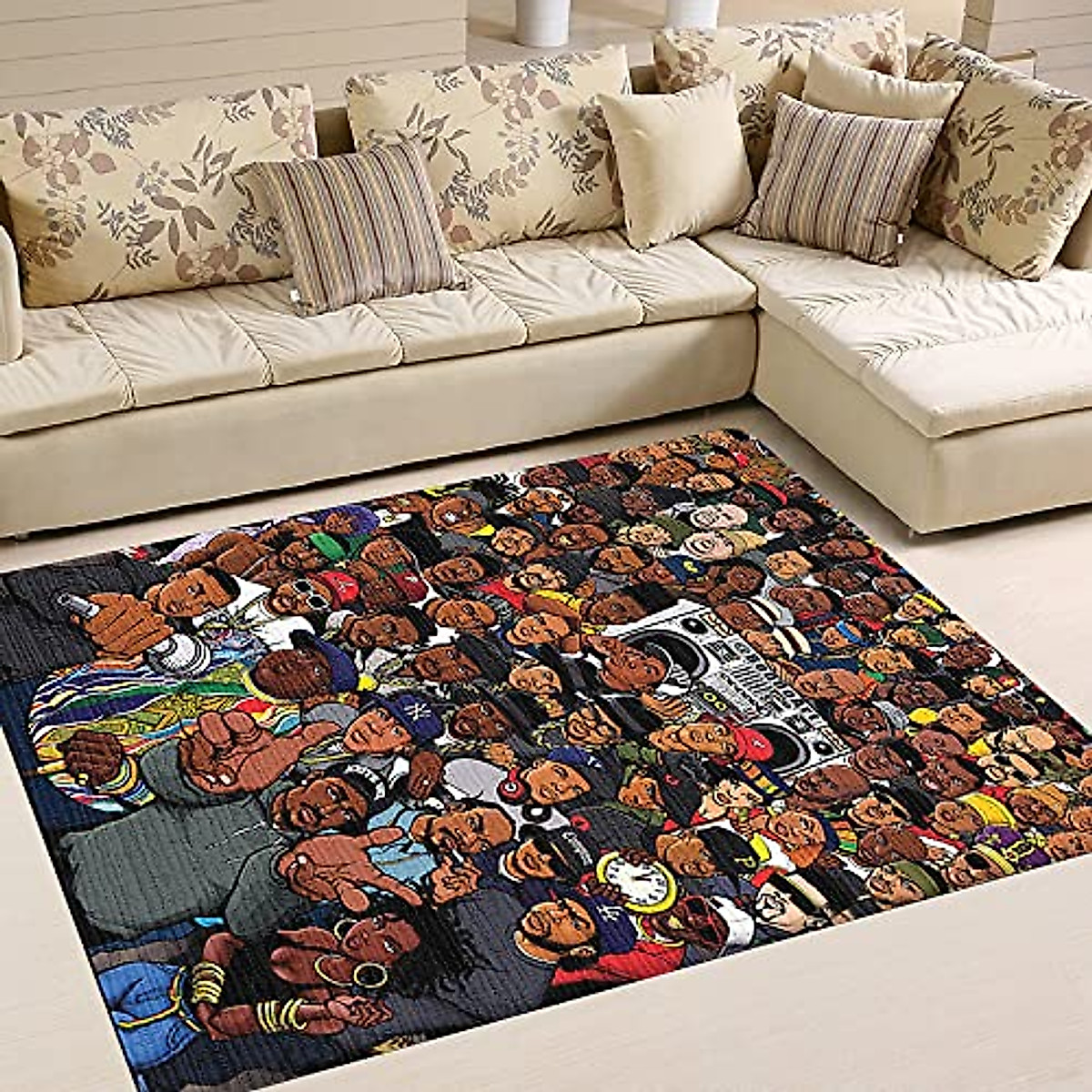 Rappers Hip Hop Music Area Rugs - Rappers Carpet Non-Slip Play Area - Hip Hop Doormat Bedroom Bathroom Living Room Rug Music Washable 3x5 4x6 Rug - Personalized Area Rug Studio Decor Dining Room Music