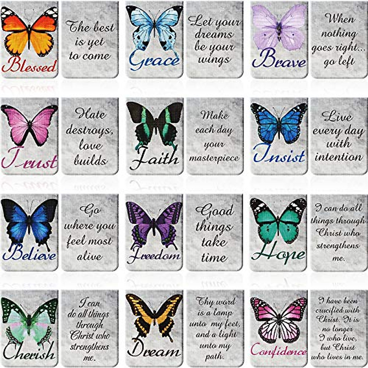 12 Pieces Butterfly Magnetic Bookmarks Inspirational Quotes Magnetic Bookmarks Magnet Page Markers Assorted Book Markers Set for Students Teachers School Home Office Supplies