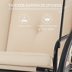 U-MAX Outdoor Proch Swing Chair with Adjustable Backrest&Canopy, Patio Swing Set 2-in-1 Convertible Outdoor Swing Patio Canopy Swing Daybed with Removable Beige Cushions for Adults