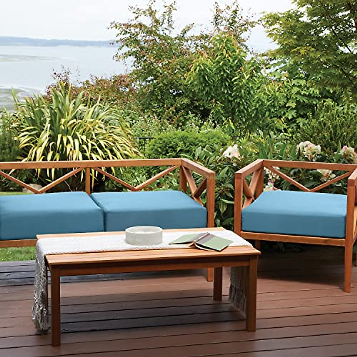 Classic Accessories Ravenna Water-Resistant 25 x 22 x 4 Inch Patio Back Cushion, Empire Blue