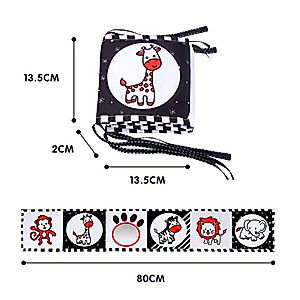 Jenilily High Contrast Baby Newborn Toys Black and White Soft Cloth Book Infant Mirror Tummy Time Baby Book Crib Toys for 0-3-6 Months Boys Girls
