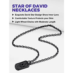 Richsteel Star of David Dog Tag Pendant for Women Mens Jewish Jewelry Chain Israel Flag Gifts Necklace