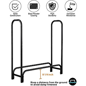 GASPRO 4FT Firewood Rack Outdoor with Cover, Includes Thickened & Widened Rungs, Heavy Duty Log Rack Wood Holder, Easy to Assemble