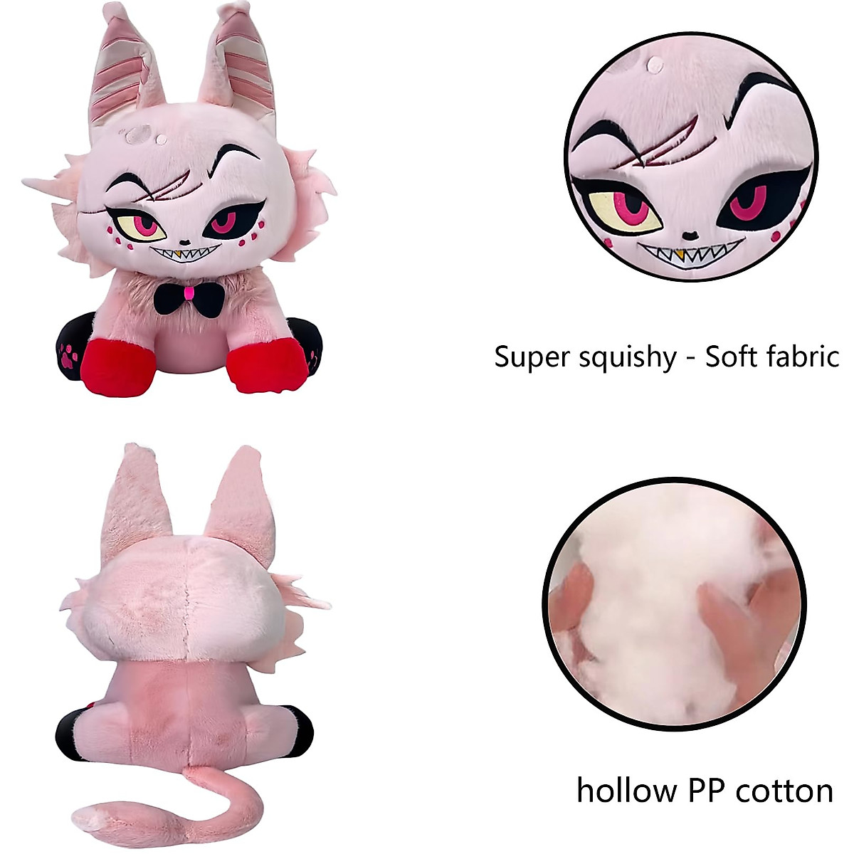 Wrohasil Hazbin Hotel Plush Husk, 9.8 Inch Hazbin Hotel Plush Angel Meow Dolls Pillow, Helluva Boss Plushies Figure Gifts for Boys Girls Birthday (Angel Meow)