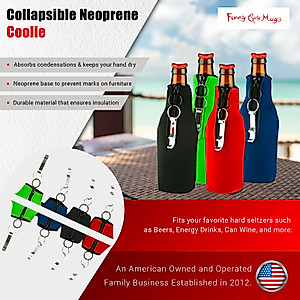 Funny Guy Mugs Premium Plain Collapsible Neoprene Bottle, Mullti-Colored, Set of Four With Bottle Openers